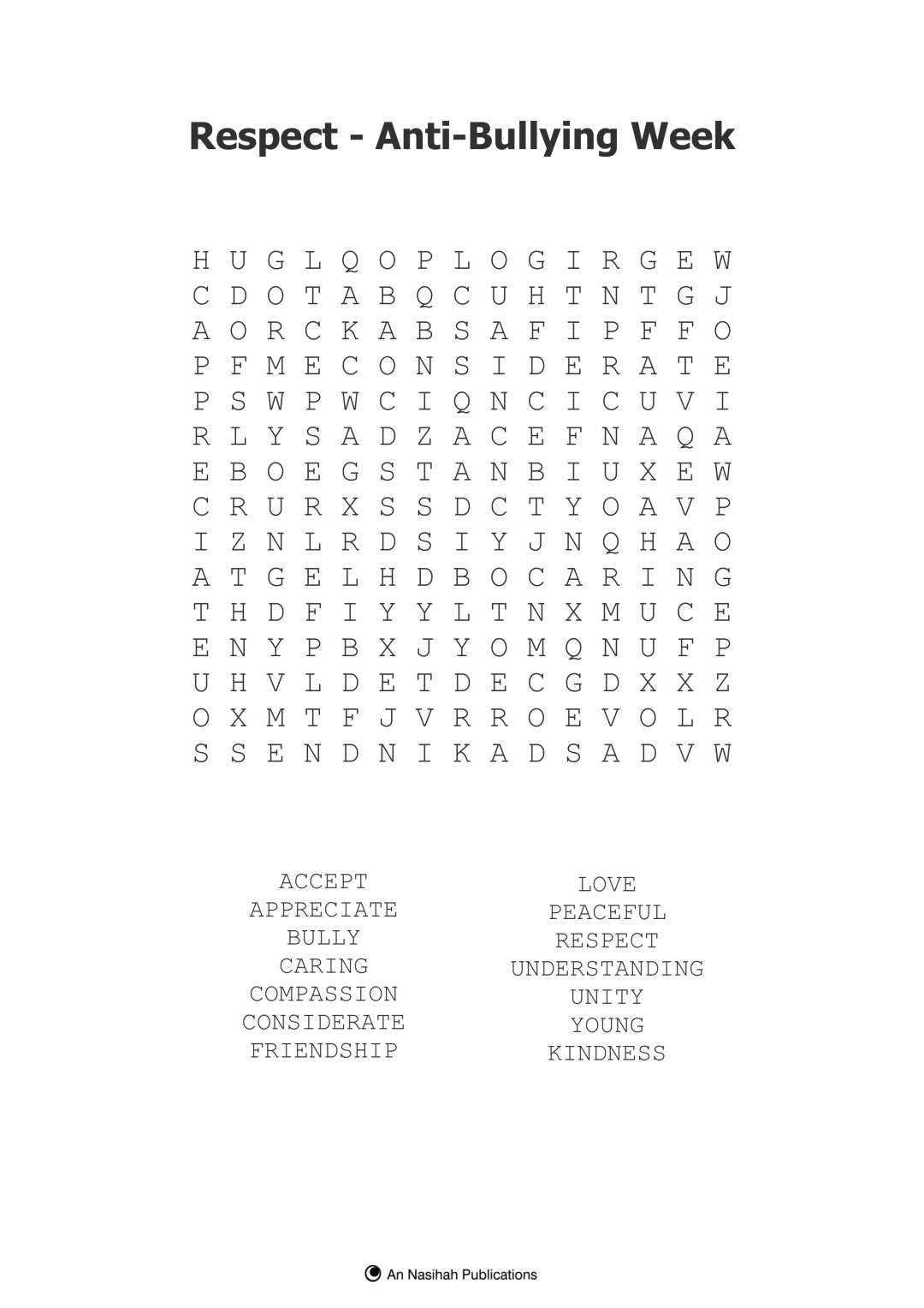 Respect Wordsearch | An Nasihah Publications