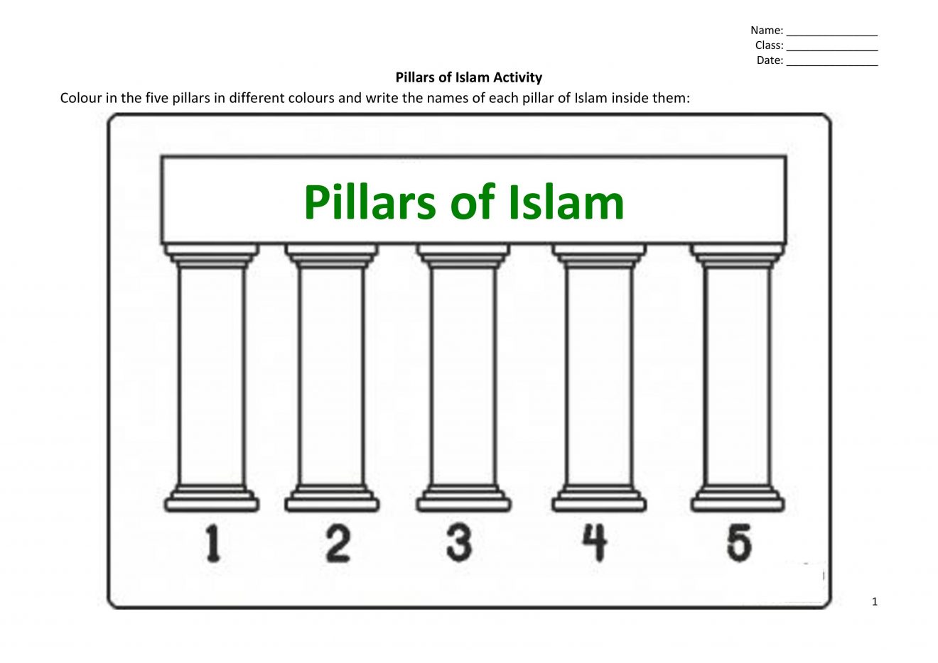 Pillars of Islam Activity | An Nasihah Publications