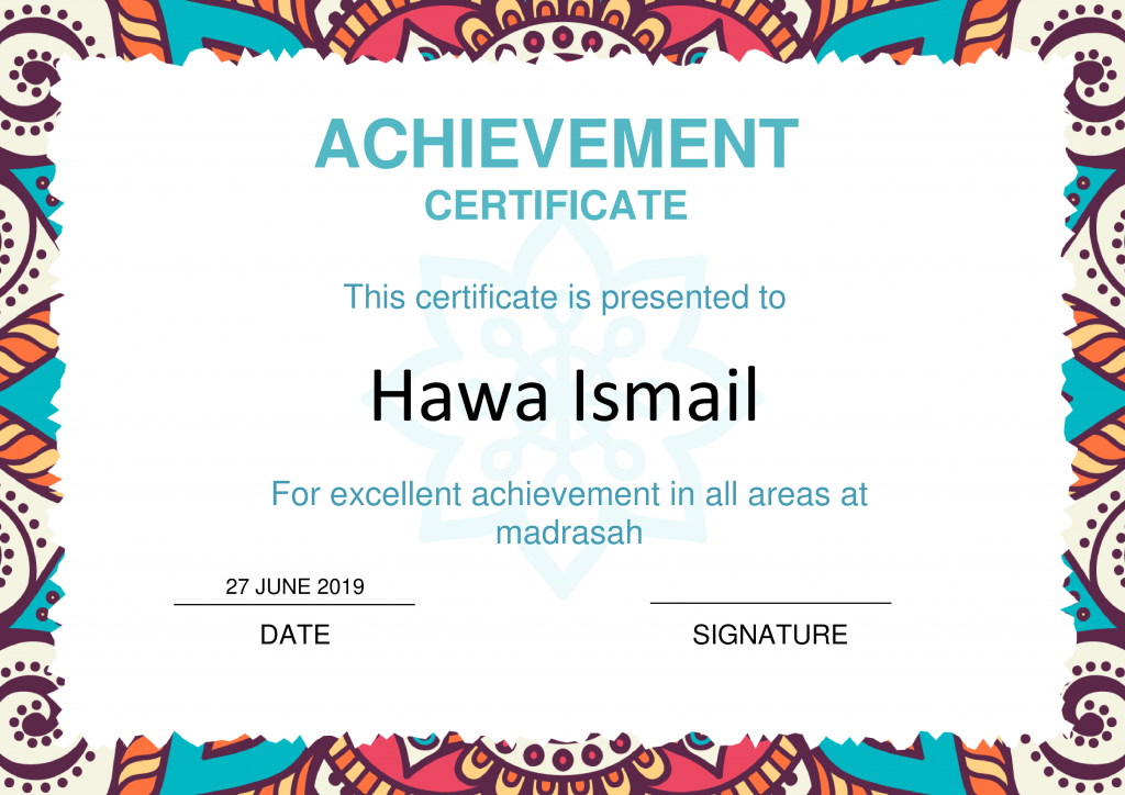 Excellent Achievement Certificate | An Nasihah Publications