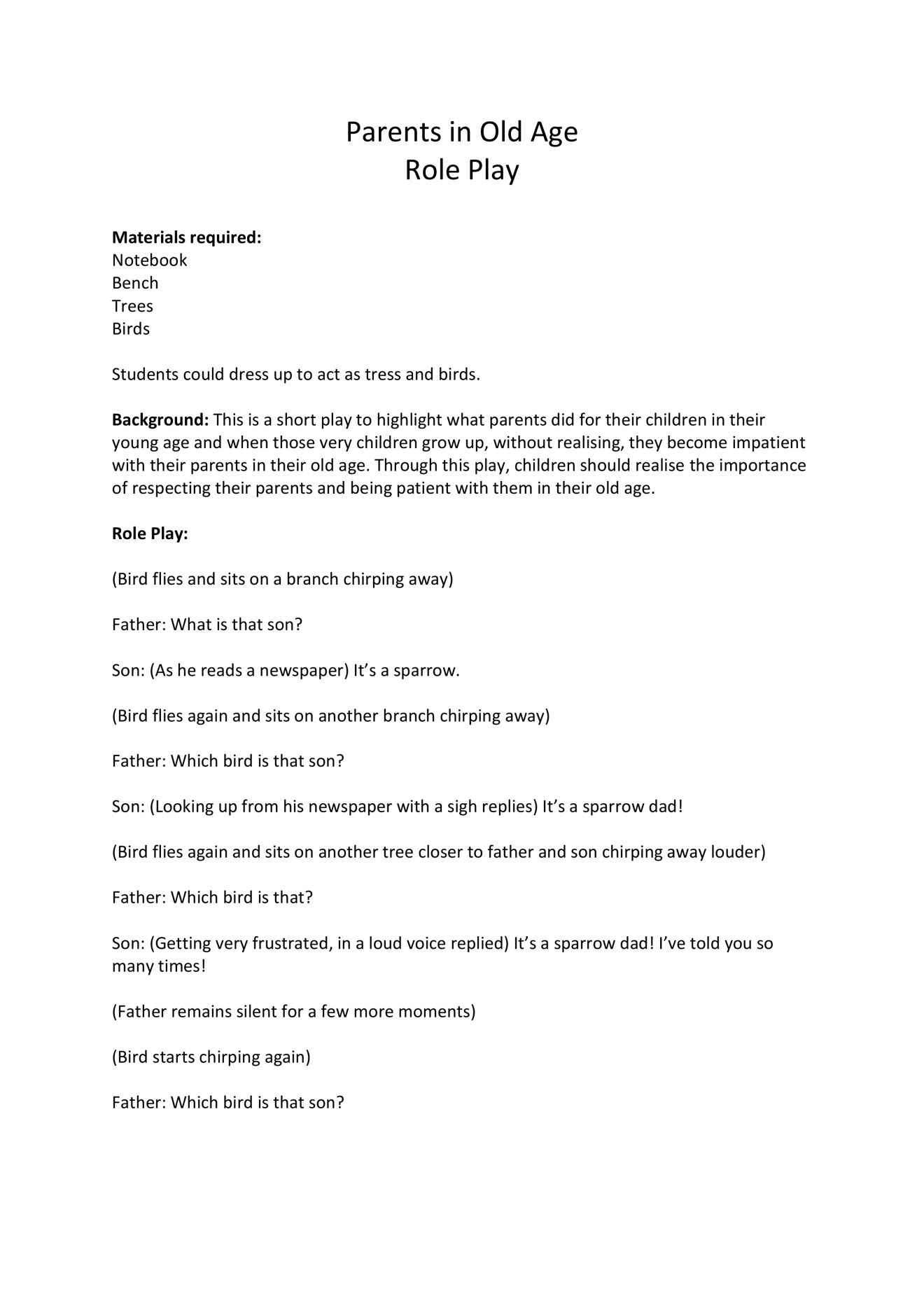 Parents in Old Age - Role Play | An Nasihah Publications