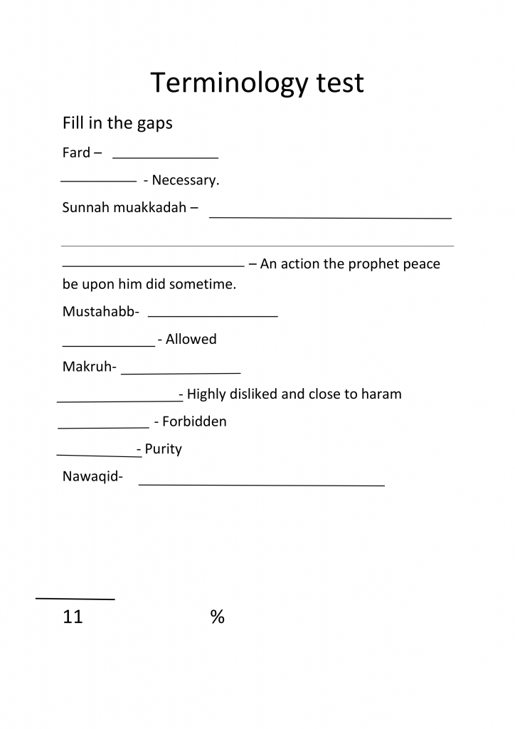 Terminology Test | An Nasihah Publications