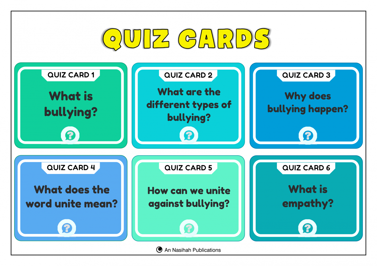 Anti Bullying 2020 - Quiz Cards | An Nasihah Publications