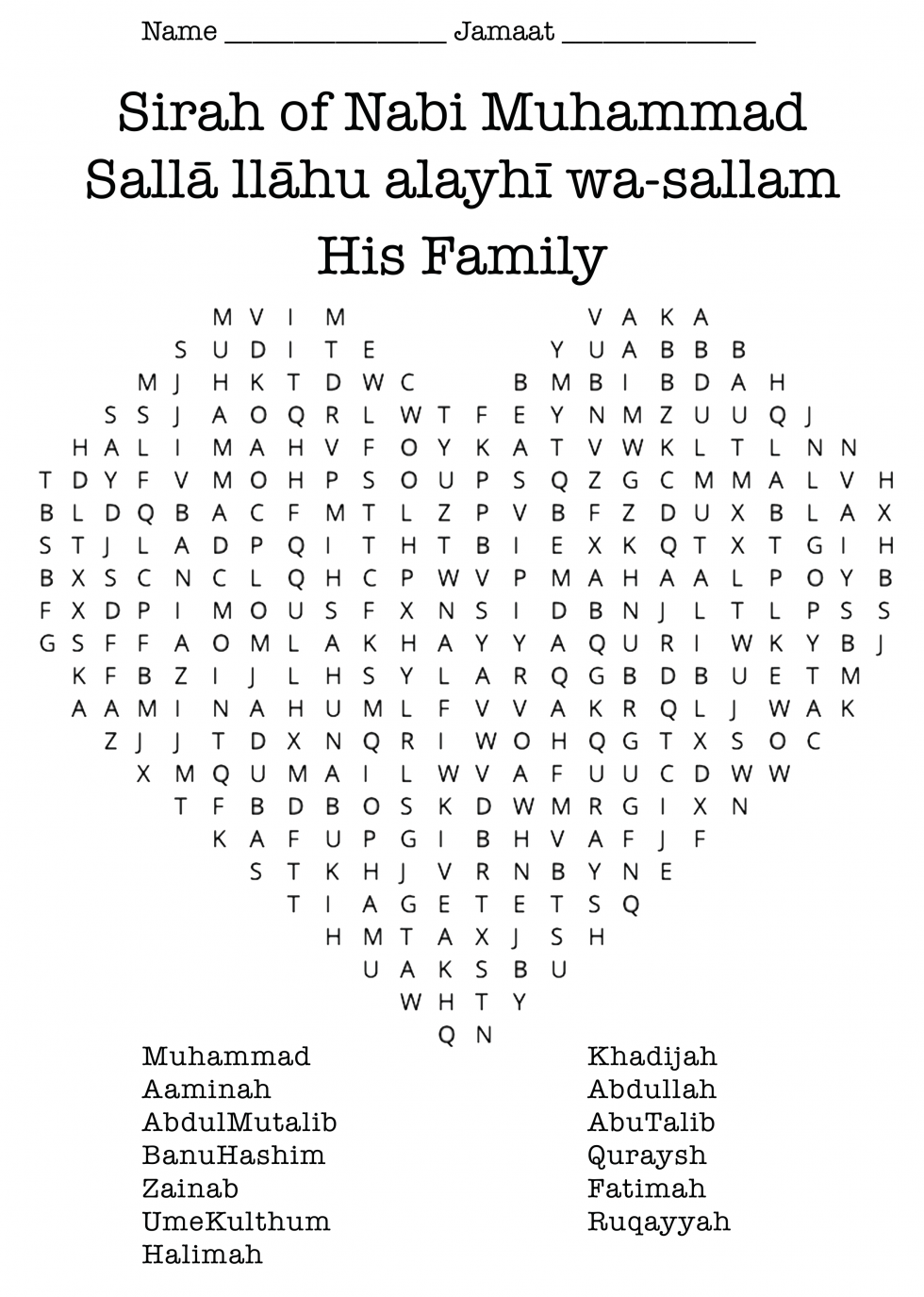 Sirah word search | An Nasihah Publications